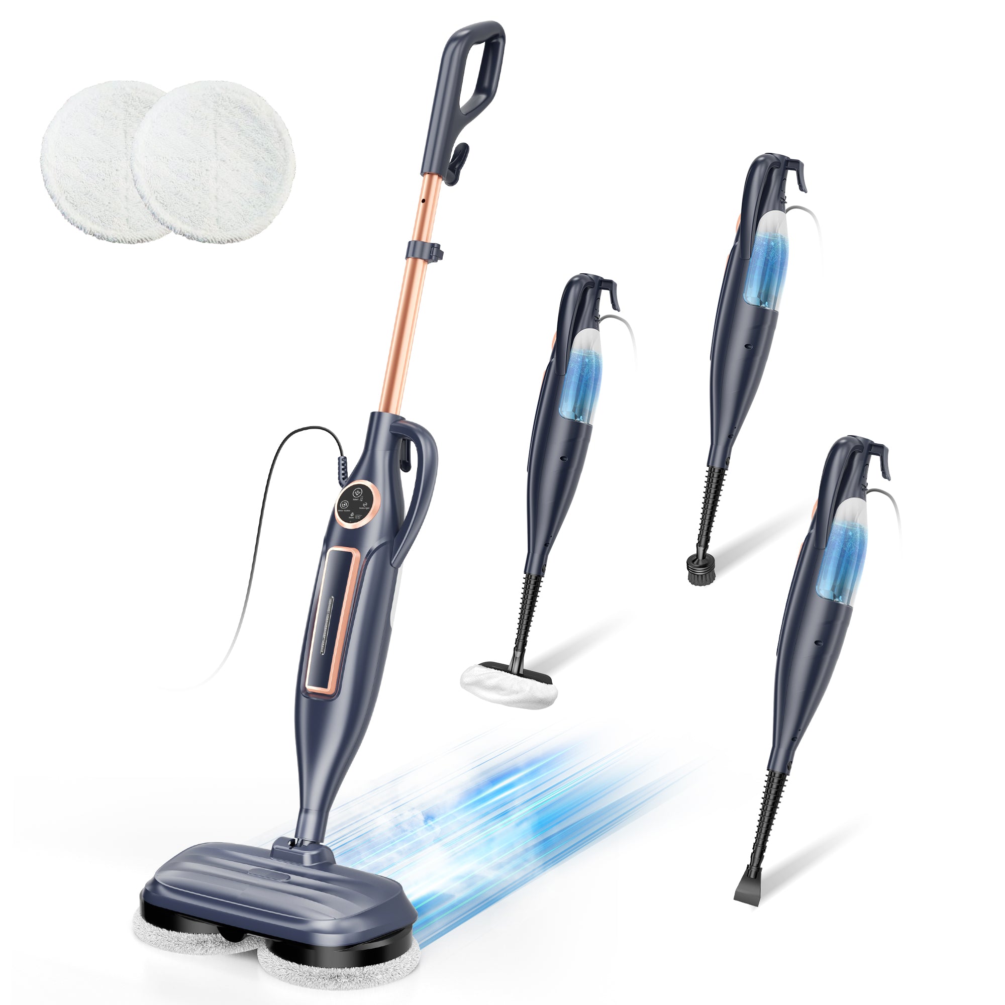 INSE Steam Mop with Rotating Pads, 10 in 1 Vacmop for Hardwood Floor,